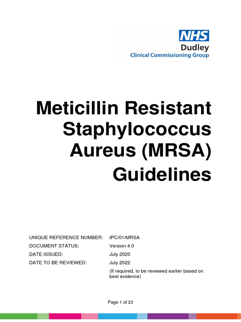 MRSA Guidelines for Healthcare Staff | PDF | Methicillin Resistant Staphylococcus Aureus ...