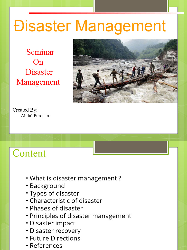 Ðisaster Management: Seminar On Disaster Management | PDF