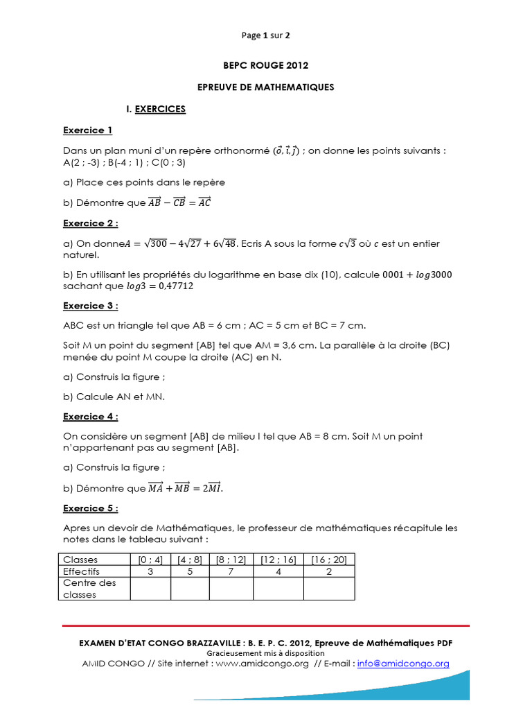 Sujet Du Bepc Rouge 2012 | PDF