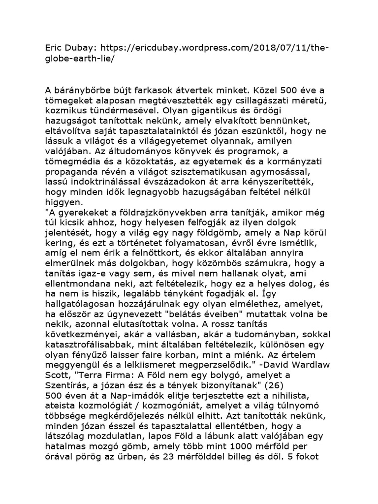 Eric Dubay - A Föld Golyó Hazugság | PDF