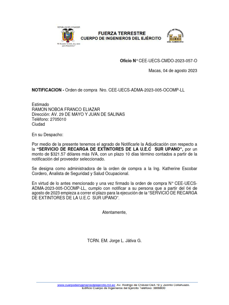 Carta de Notificación Al Proveedor2 | PDF