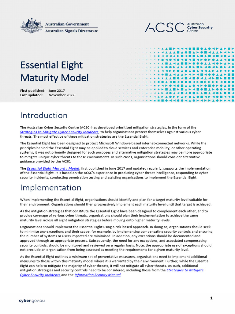 Essential Eight Maturity Model Overview | PDF | Computer Security ...