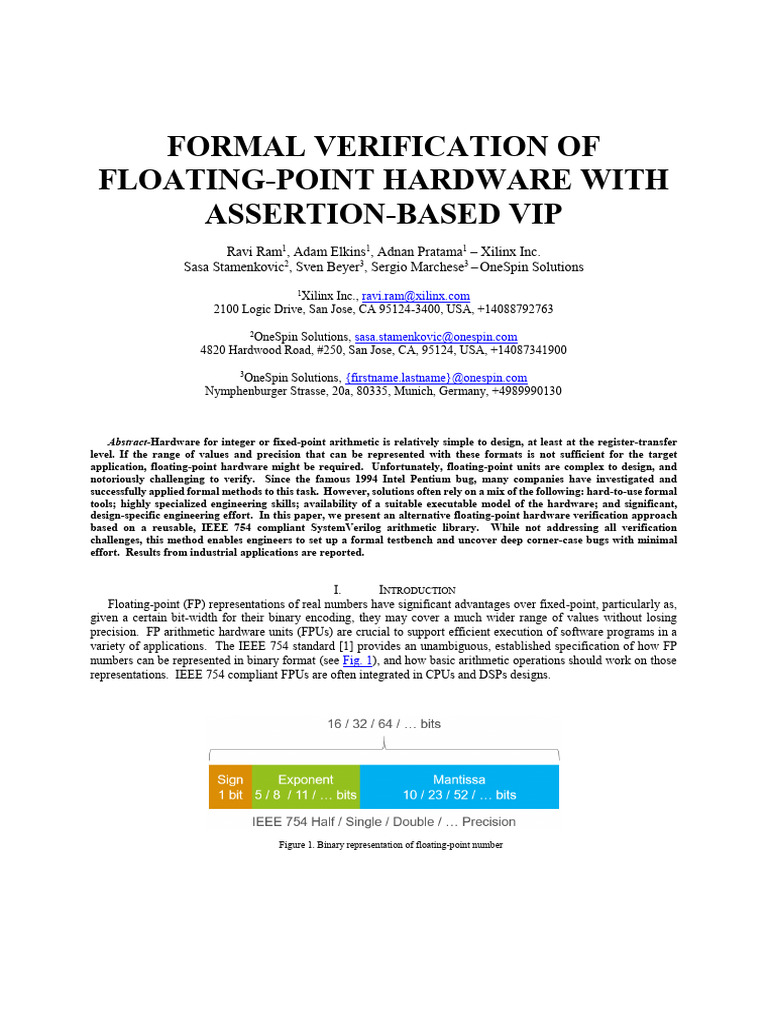 Formal Verification of Floating Point Hardware | PDF