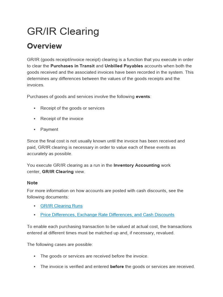 GR/IR Clearing Process Explained | PDF | Business | Law