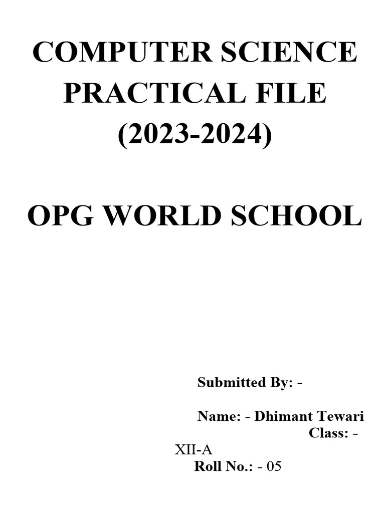 Class Xii CS Practical File | PDF | Parameter (Computer Programming) | Sql Class Xii CS Practical File | PDF | Parameter (Computer Programming) | Sql