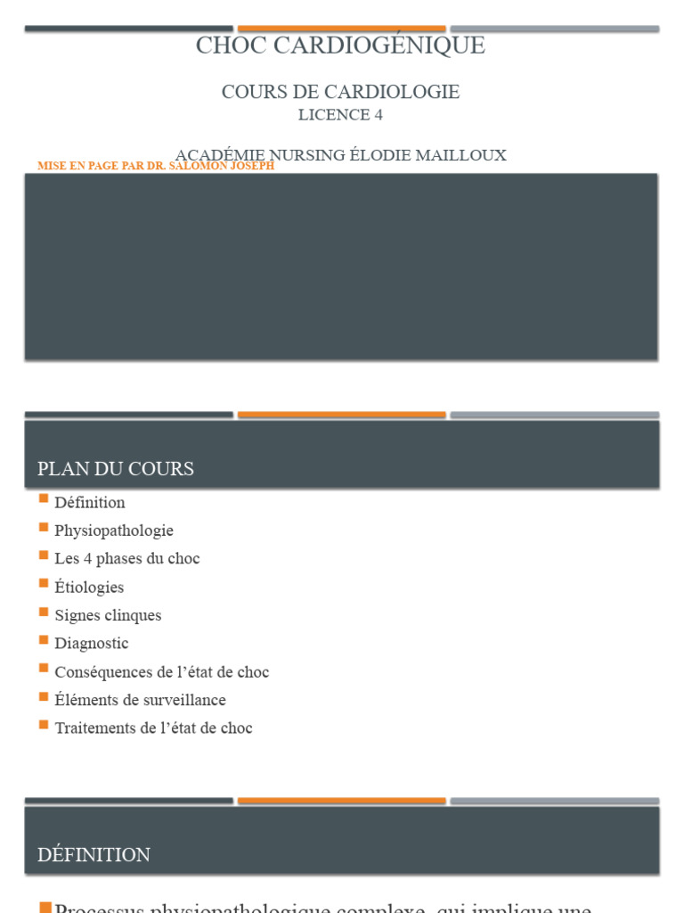 Choc Cardiogenique | PDF | État de choc circulatoire | Urgences médicales