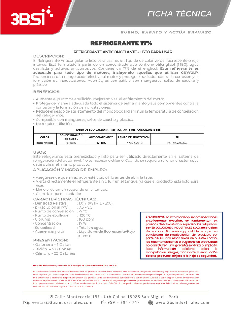 Refrigerante 17 - .Docx - Ficha Tecnica | PDF