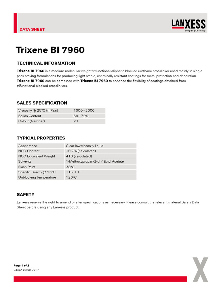 Trixene Bi 7960 - TDS - en | PDF | Polyurethane | Secondary Sector Of ...