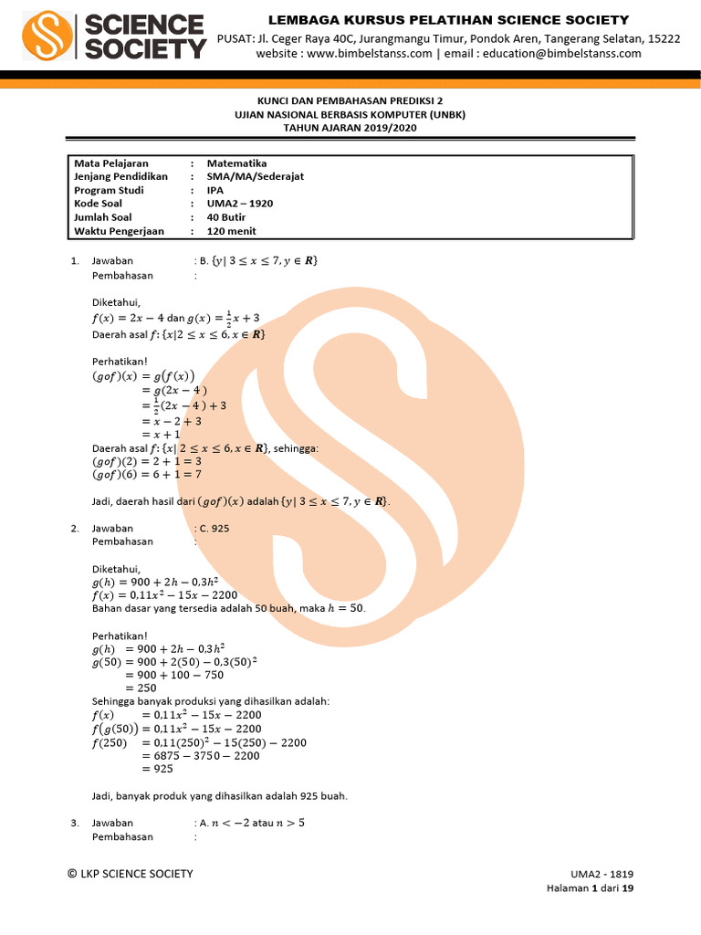 Kunci UMA2 - 1920 | PDF