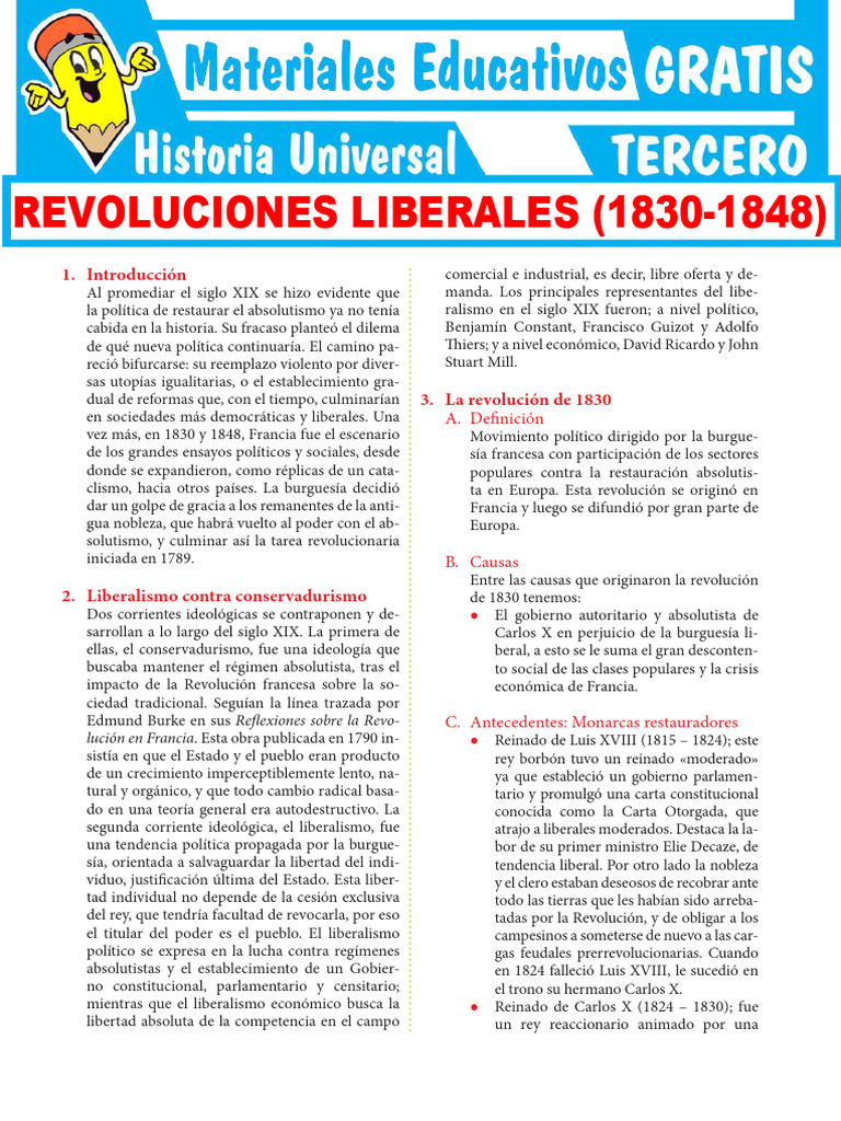 Revoluciones Liberales para Tercer Grado de Secundaria | PDF