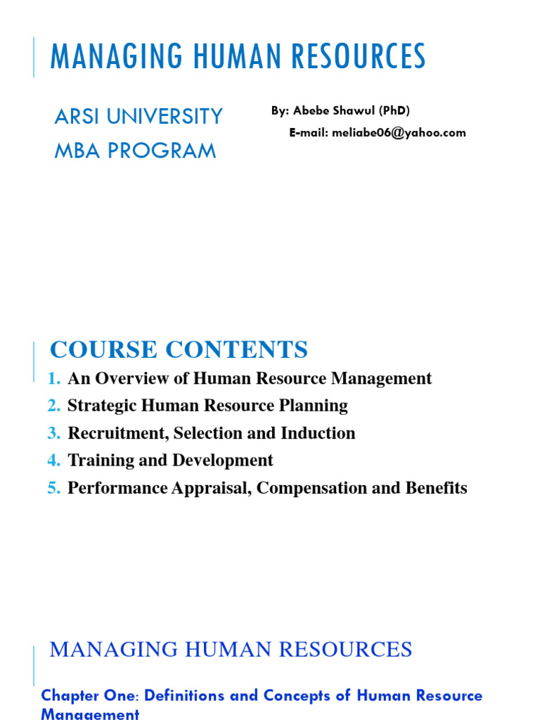 HRM Chap. One PPT2023 | PDF | Human Resource Management | Human Resources