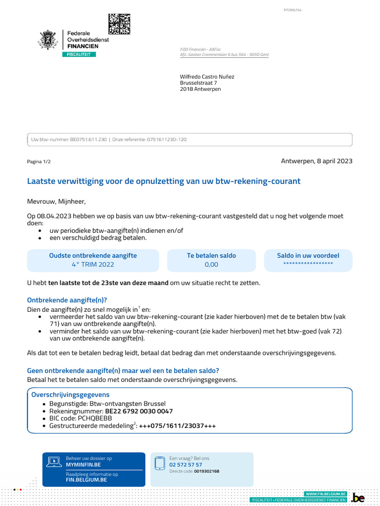 Voorkomen van de opnulzetting van de Btw rekening courant | PDF