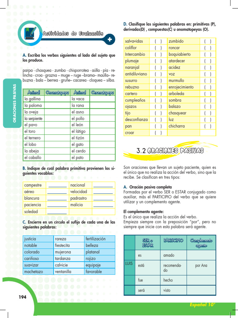 Oración Pasiva, Formas de Tratamiento | PDF | Lengua española | Verbo
