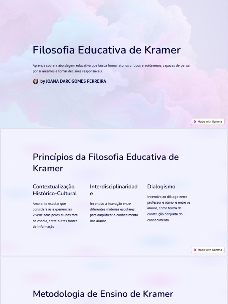 Filosofia Educativa de Kramer | PDF