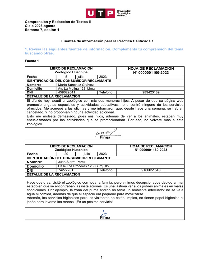 S07 - Fuente de Informacion - Practica Calificada 1 (PC1) | PDF