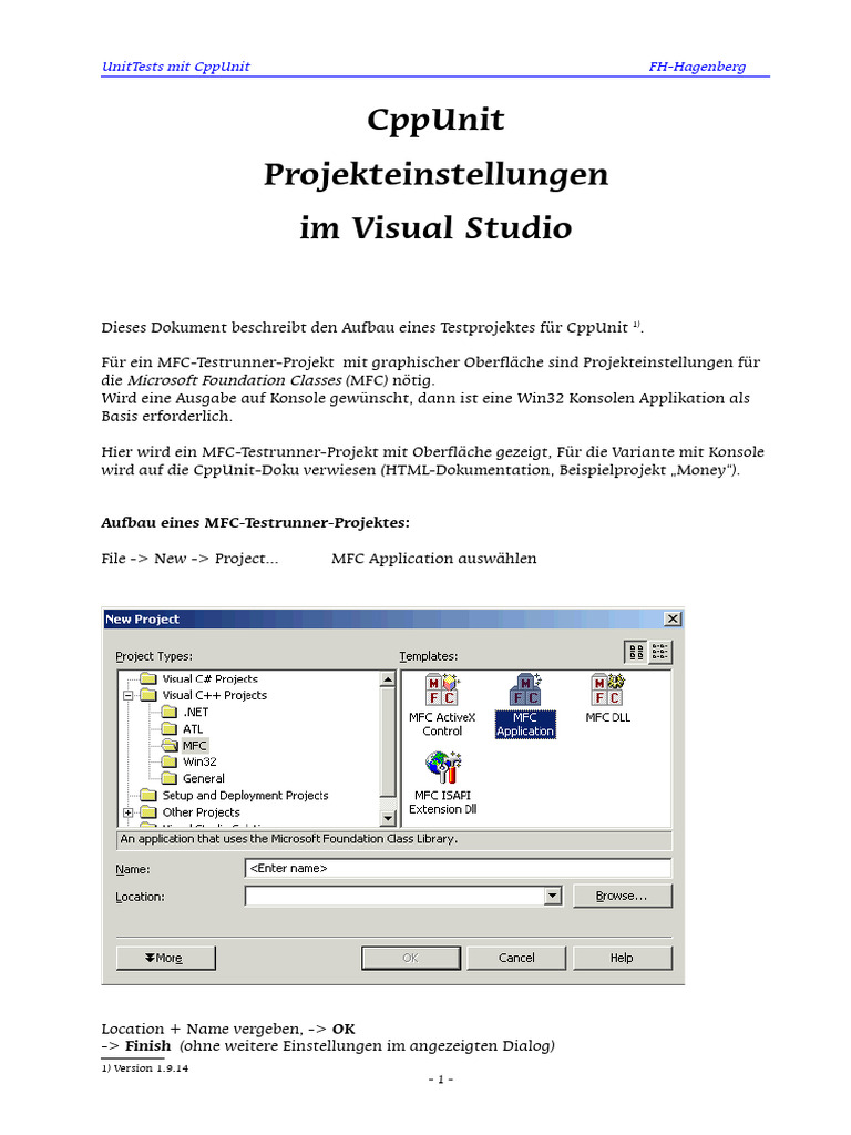 CppUnit Projekteinstellungen | PDF