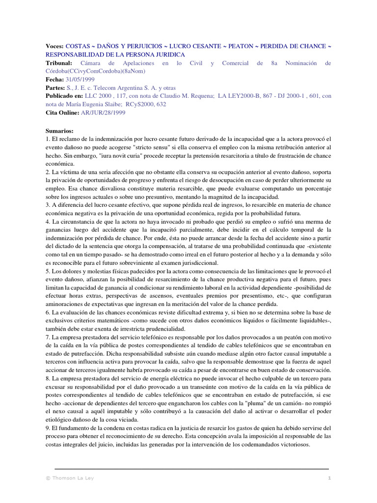 Responsabilidad por Daños a Peatón | PDF