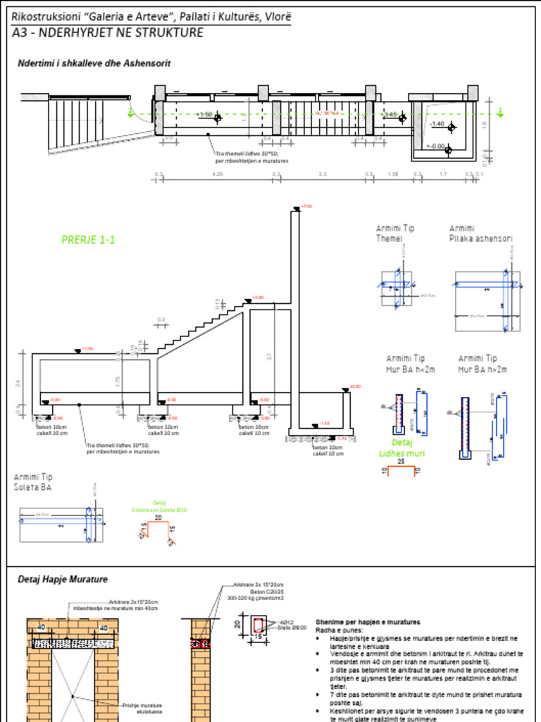 A3 - Nderhyrjet Ne Strukture: Prerje 1-1 | PDF