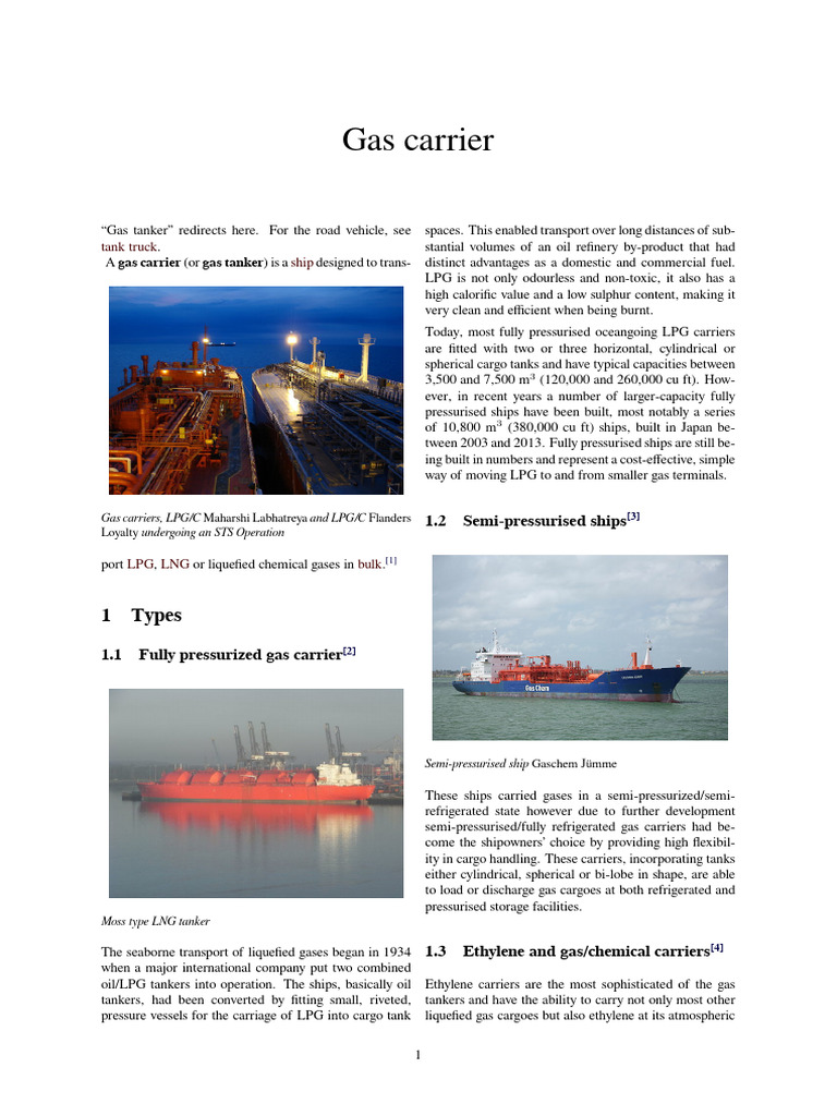 Gas Tanker Clasification | PDF | Gases | Chemistry