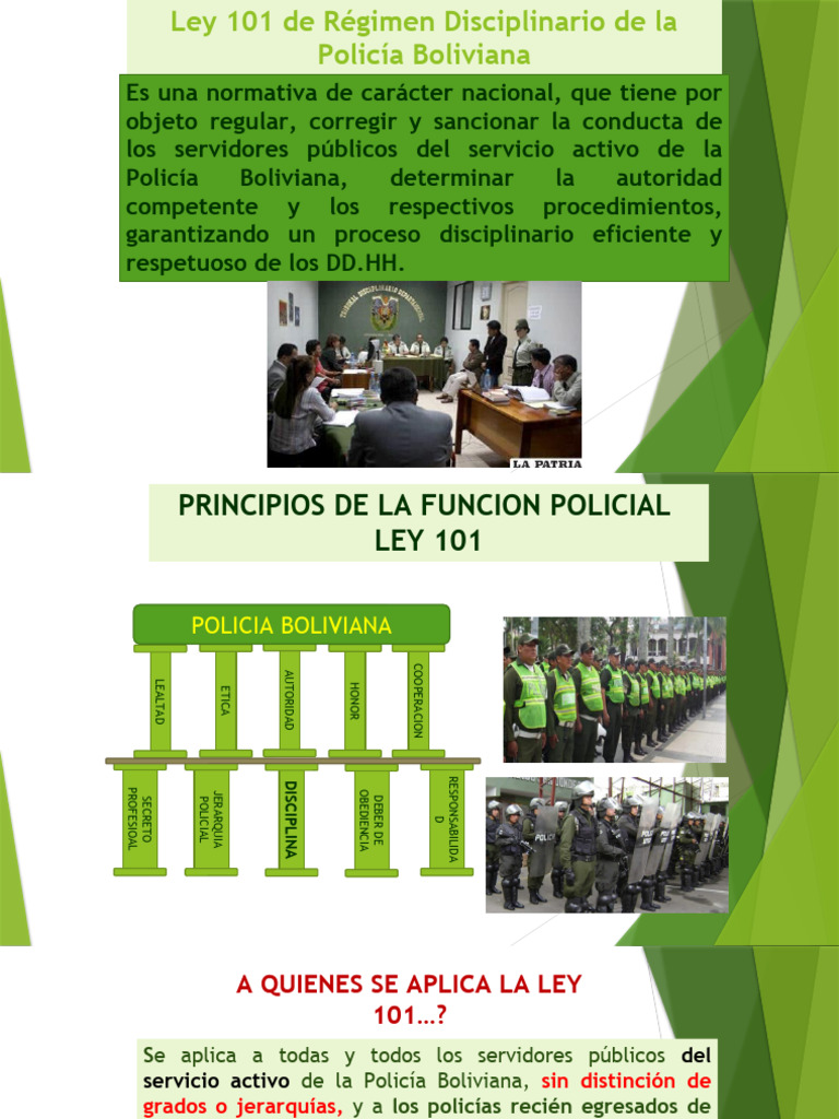 Unidad IV Ley de Regimen Interno de La Pol Bol | PDF | Policía ...