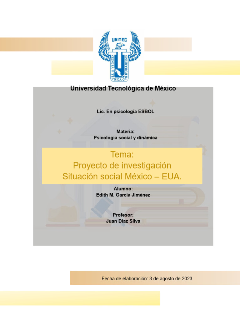 Proyecto de Investigación Situación Social México-EUA | PDF | México ...