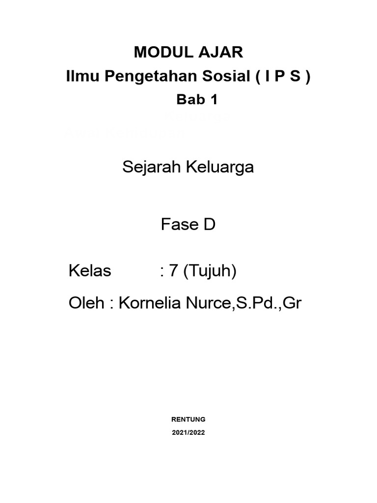Bab 1.1.2 Keluarga Awal Kehidupan - Sejarah Keluarga | PDF