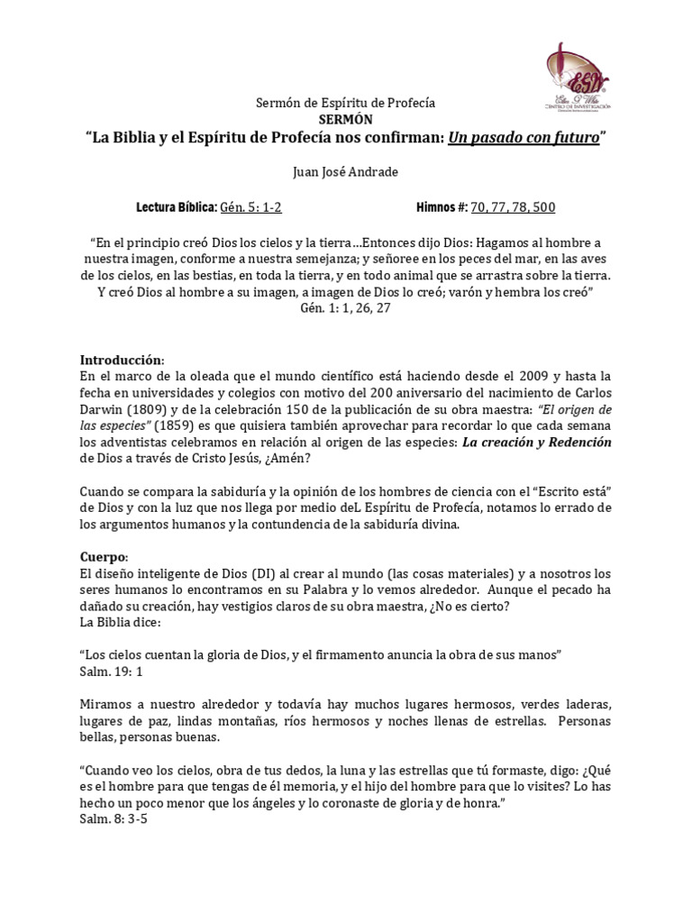 Centro White Mexico Sermon 1 | Descargar gratis PDF | Adán | Víspera