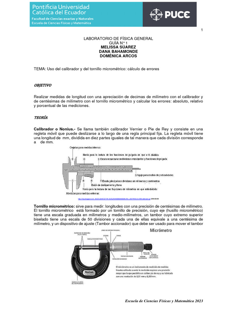 Uso y errores del tornillo micrométrico | PDF | Medición | Metrología