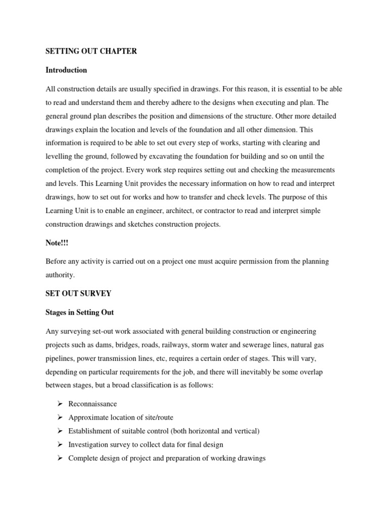 Setting Out Chapter | PDF | Surveying | Drawing