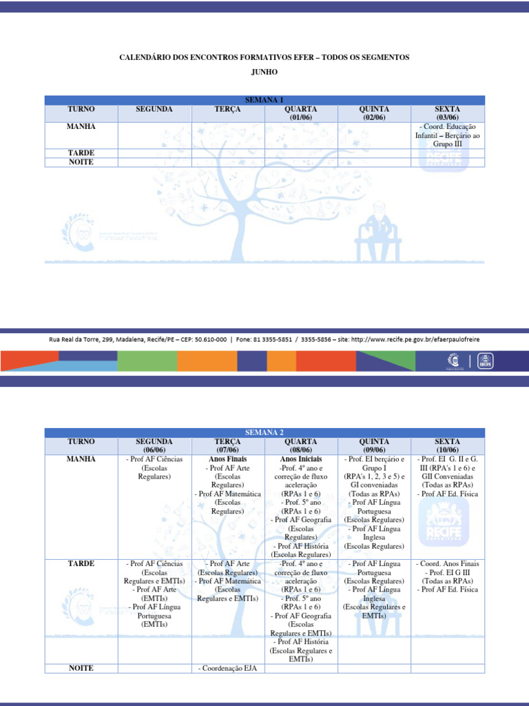 Calendário de Encontros EFER 2023 | PDF