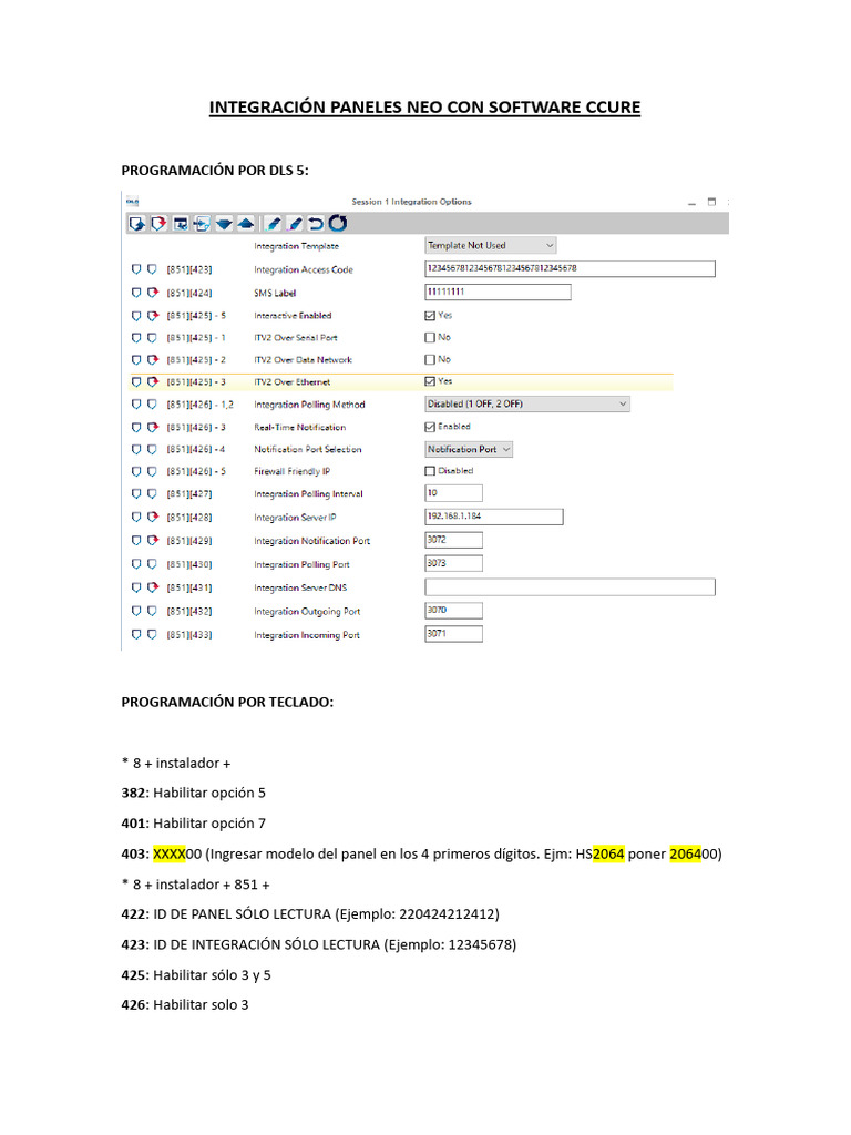 Integración Paneles NEO con CCURE | PDF
