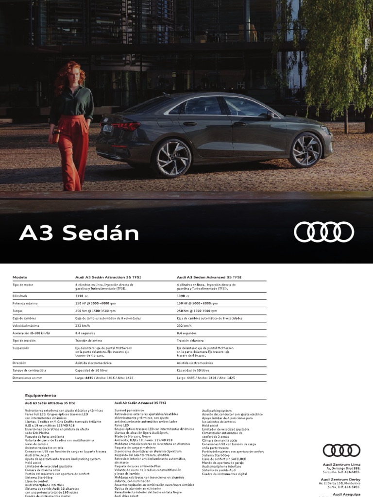 Audi Ficha Técnica A3 Sedán | PDF