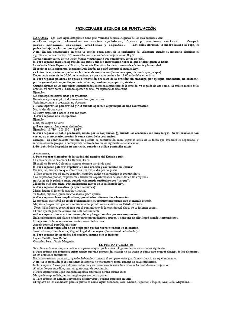 Uso de signos de puntuación en español | PDF | Coma | Puntuación