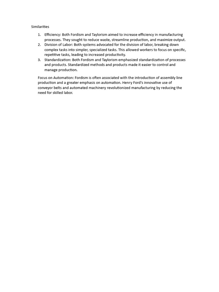 Taylorism Vs Fordism | PDF