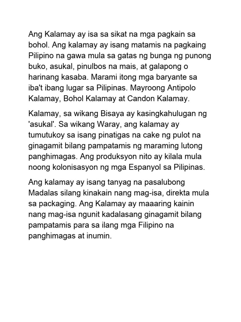 Ang Kalamay Ay Isa Sa Sikat Na Mga Pagkain Sa Bohol | PDF
