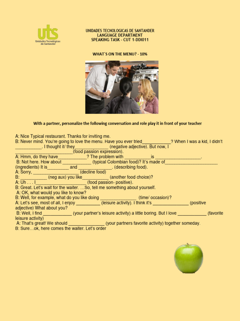 Speaking Task 1 - English 3 CM - CJ - MV - 2023 - 2 | PDF | Gramática | Léxico