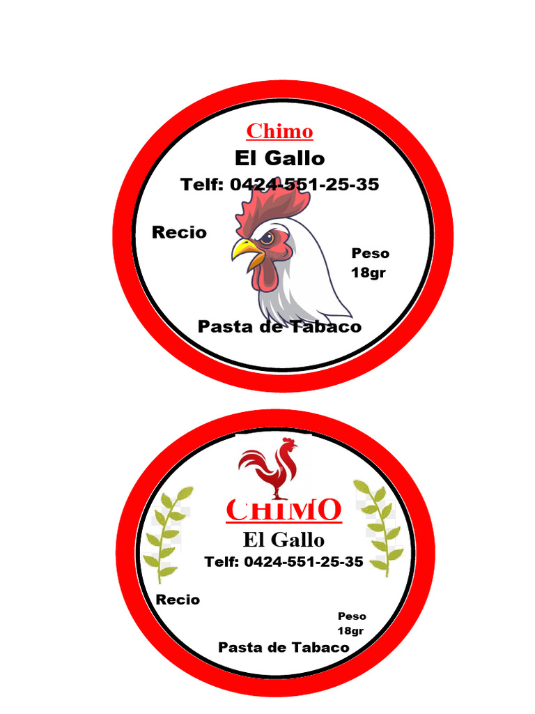 ETIQUETA CHIMO EL GALLO | PDF