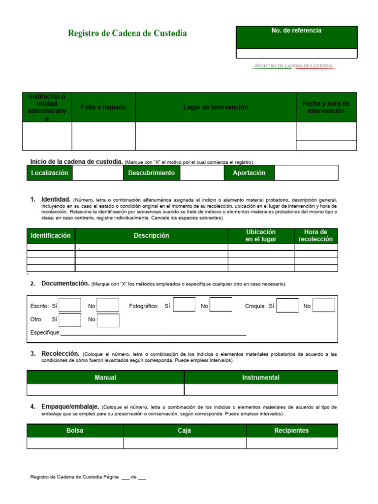FORMATO DE CADENA DE CUSTODiA | PDF