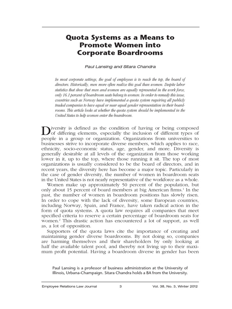 Quota Systems | PDF | Mentorship | Board Of Directors