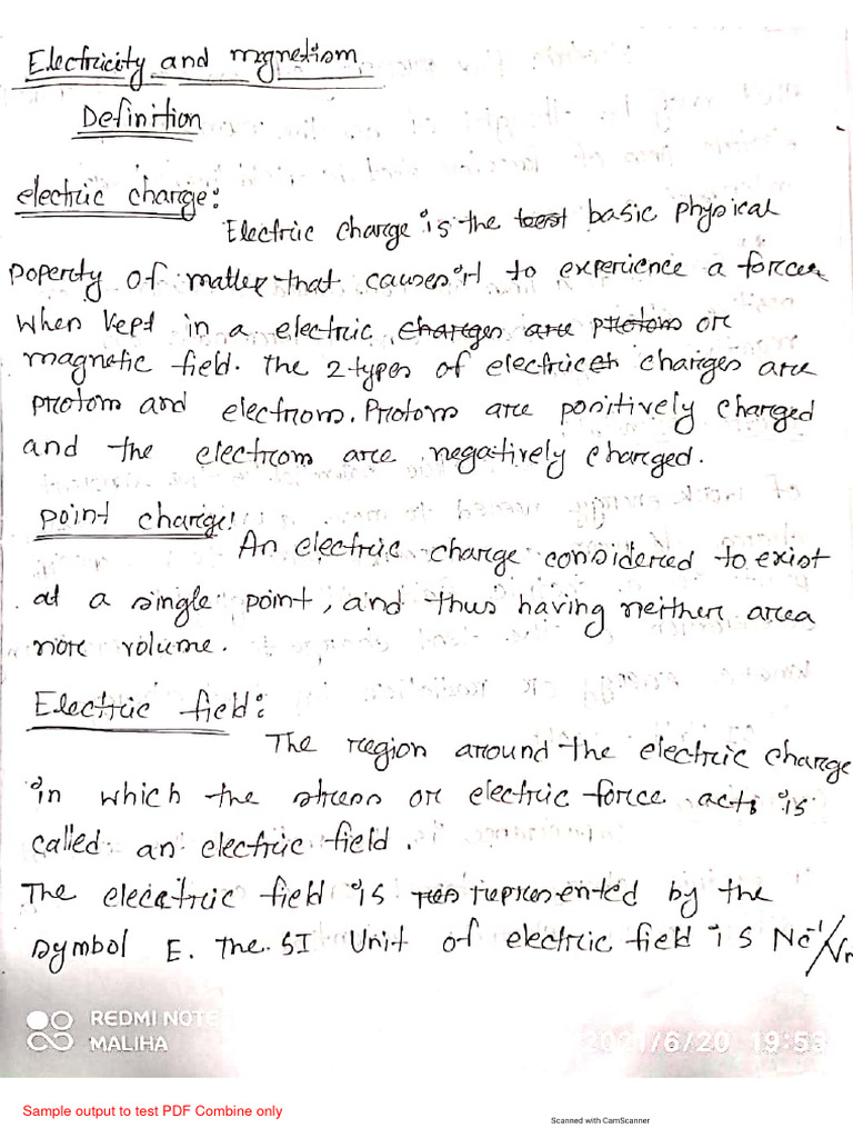 Electricity & Magnetism Note | PDF