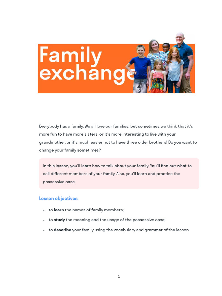 Lesson 2 Family Exchange | PDF | Linguistic Morphology