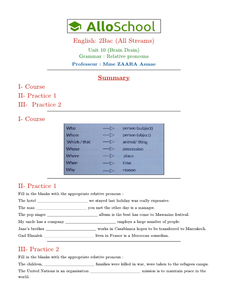 Grammar 10 Relative Pronouns | PDF
