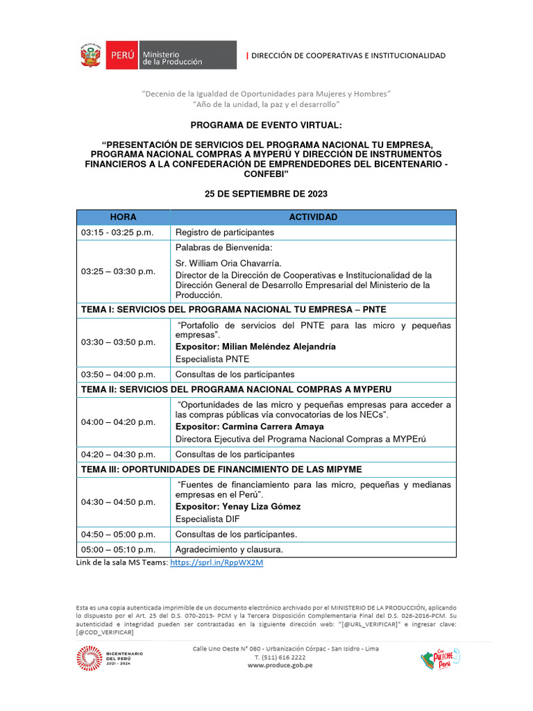 Programa Evento CONFEBI 25.09.23 | PDF
