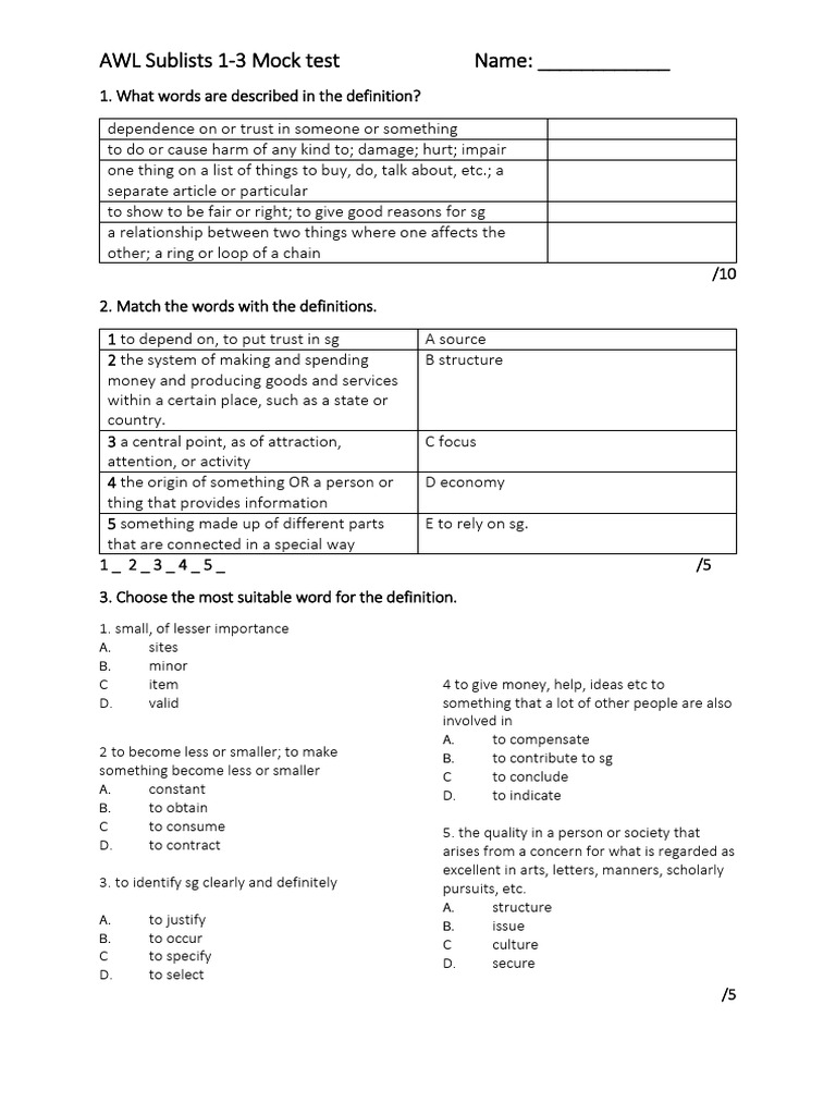 AWL Mock Test | PDF