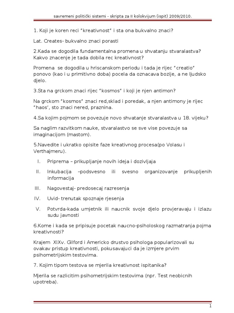 Psihologija Stvaralastva-Skripta OBRADA | PDF