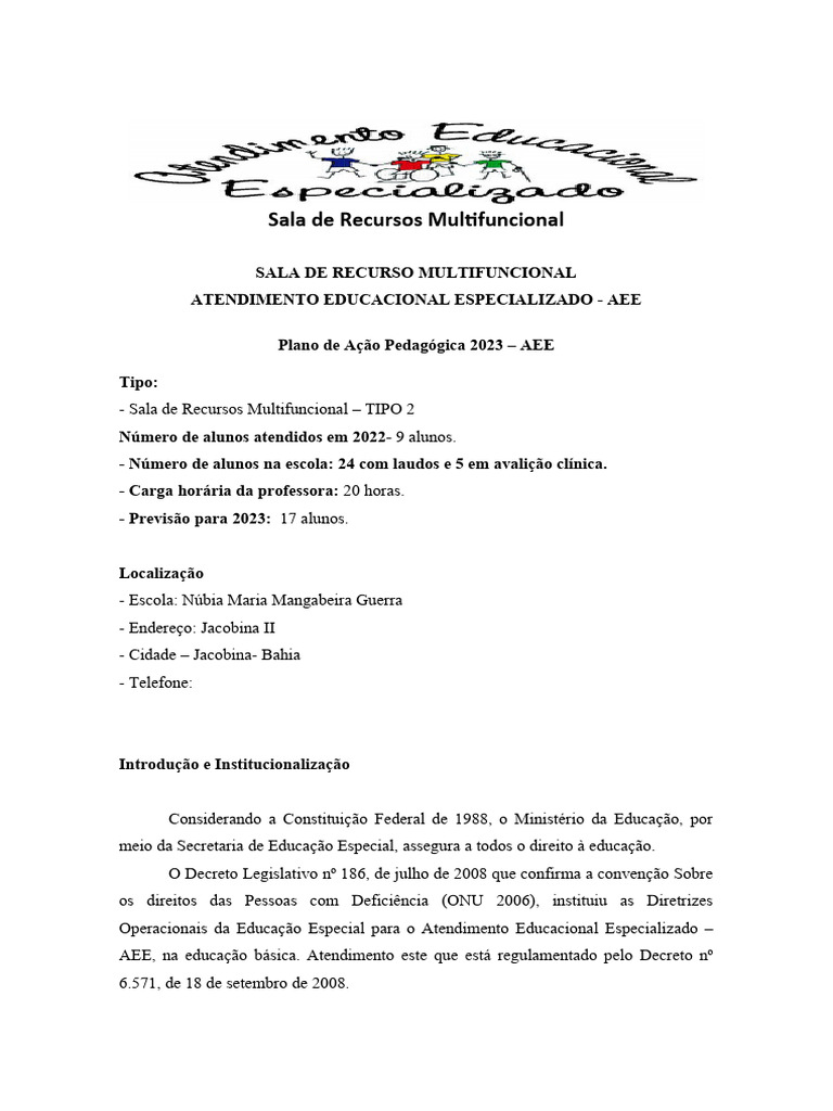 Plano de Ação - PPP - 2023 - Núbia | PDF