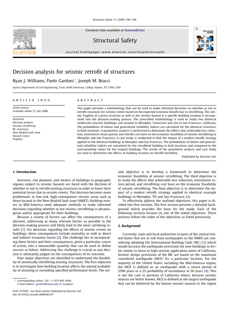 Decision Analysis For Seismic Retrofit of Structures | PDF