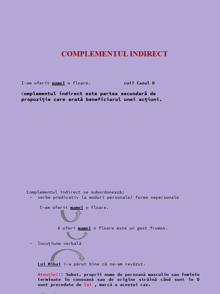 Complementul Indirect Completiva Indirecta | PDF