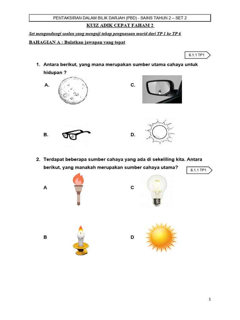 MODUL - PBD - KUIZ - CEPAT - FAHAM Cahaya | PDF