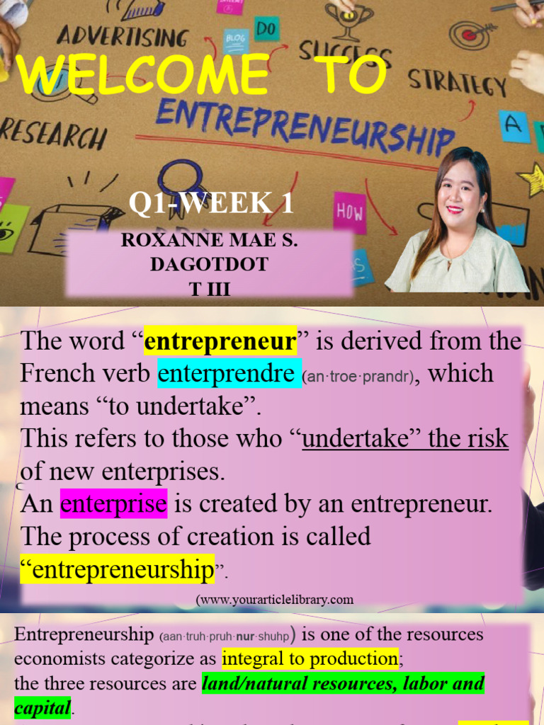 ENTREP Q1 WEEK 1 LESSON 1 Entrepreneurship 1 | PDF | Entrepreneurship | Motivation